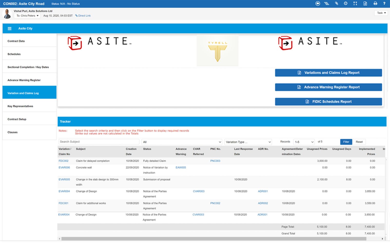 Asite for Construction Contract Management